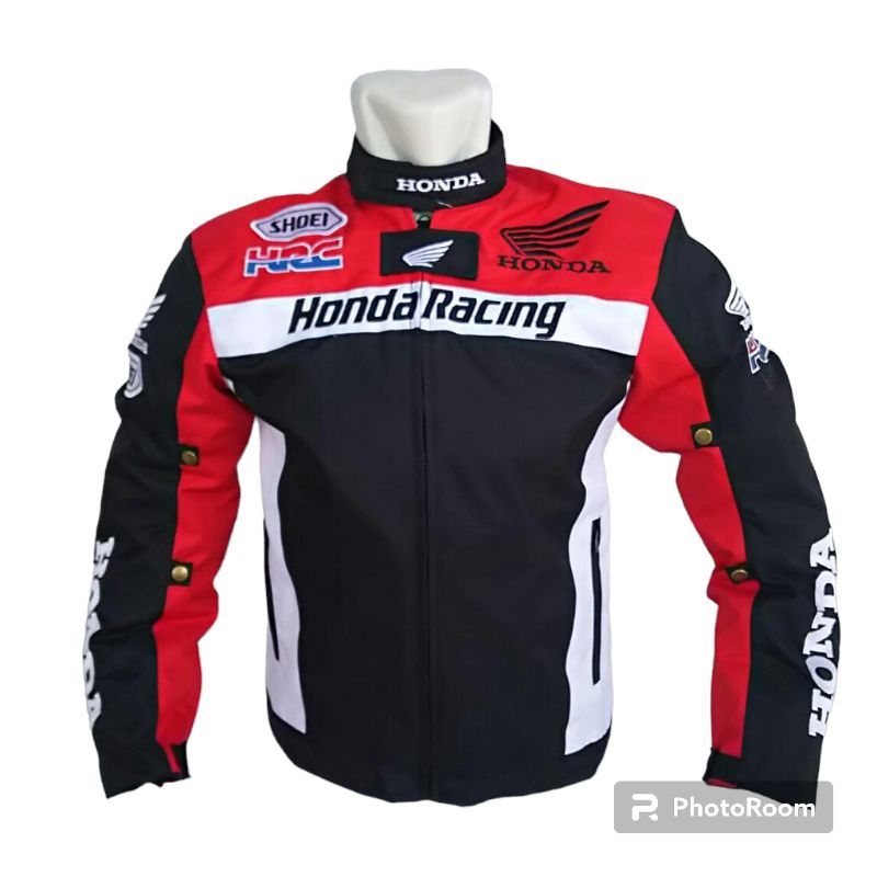 Jual Jaket Motor Pria Honda Racing Harian Full Bordir Printing Red White Black | Shopee Indonesia