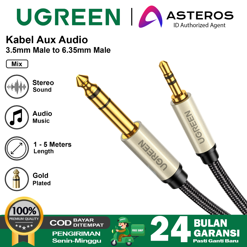 Jual UGREEN Kabel Audio Aux 6.5mm To 3.5mm Stereo Audio TRS Stereo | Shopee Indonesia