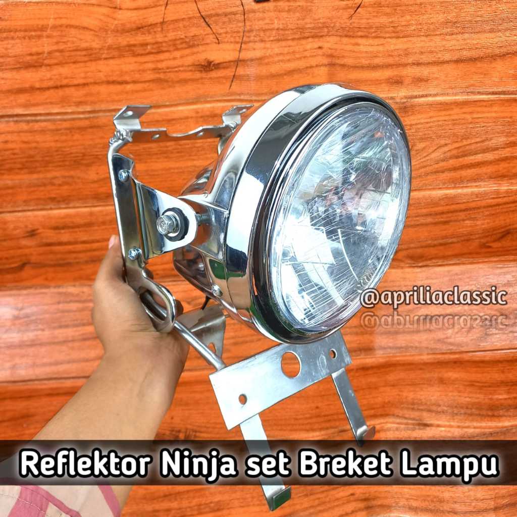 Jual paket reflektor ninja ss set breket lampu kupingan tralis lampu ...