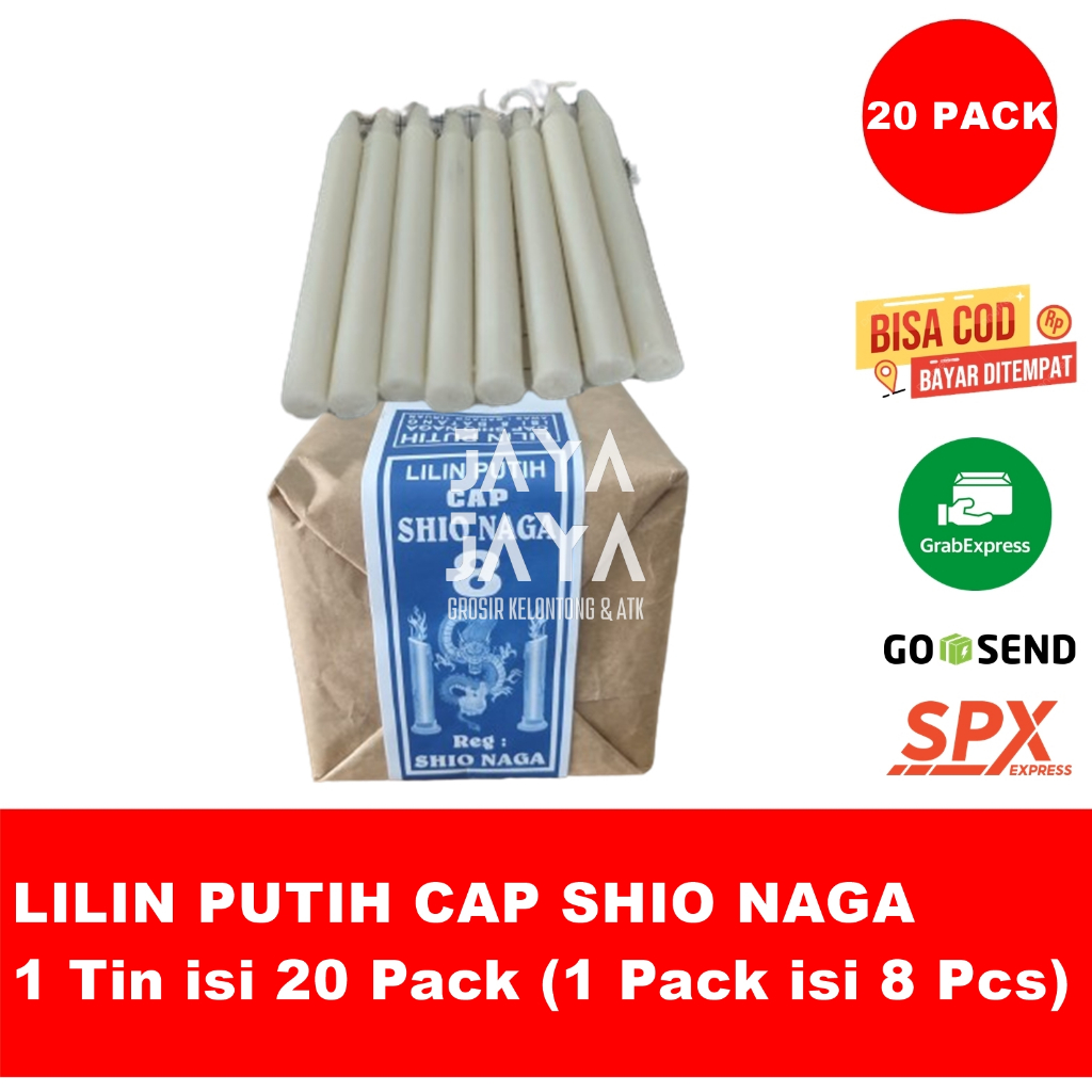 Jual LILIN PUTIH CAP SHIO NAGA 1 Tin isi 20 Pack (1 Pack isi 8 Pcs ...