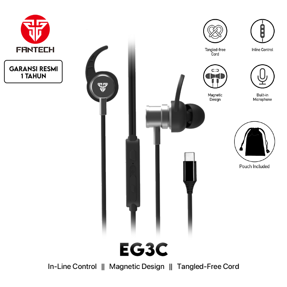 Jual Fantech Earphone TYPE C EG3 EG3C Earbuds Premium Alluminium Alloy ...
