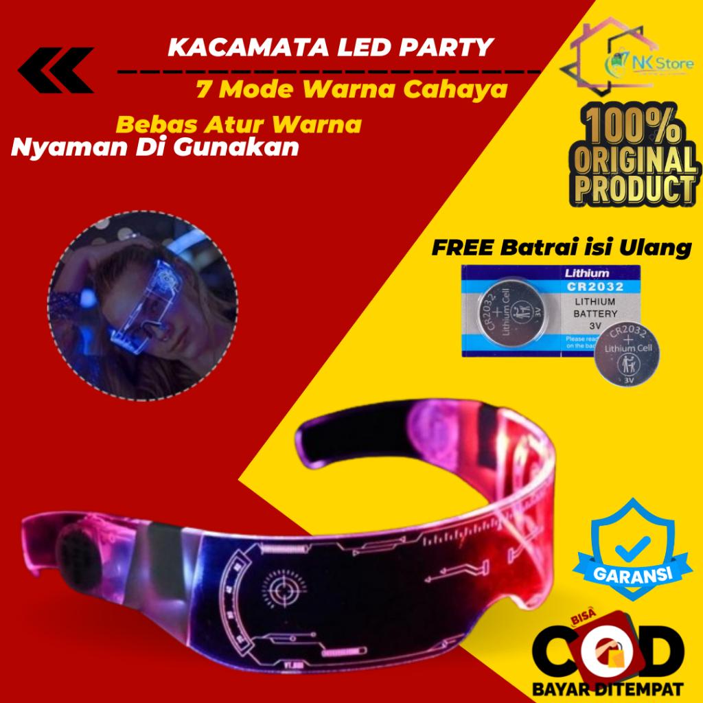 Jual Kaca Mata Kacamata Led Party Pesta Lampu Led DJ Nyala Menyala ...
