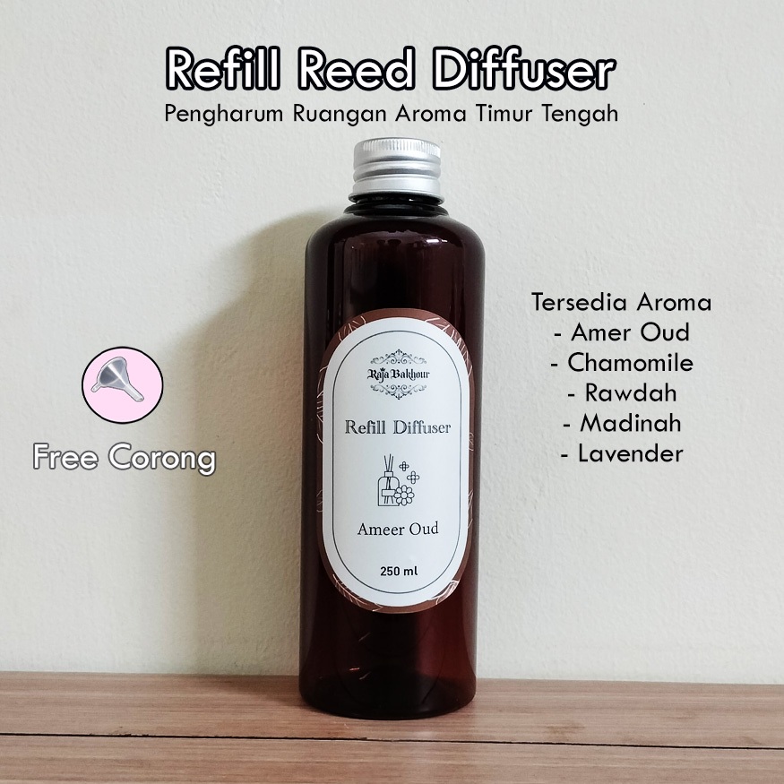 Jual Refill Reed Diffuser 250ml Aroma Ameer Oud Khas Timur Tengah Pengharum Ruangan Stick ...