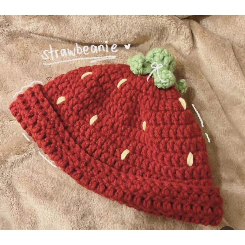 Jual HANDMADE STRAWBERRY BEANIE/TOPI STROBERI/TOPI LUCU/CUTE BEANIE ...