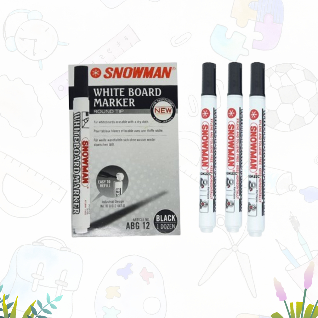 Jual Spidol Snowman BG-12 HITAM / Spidol Whiteboard [ Pcs ] | Shopee ...
