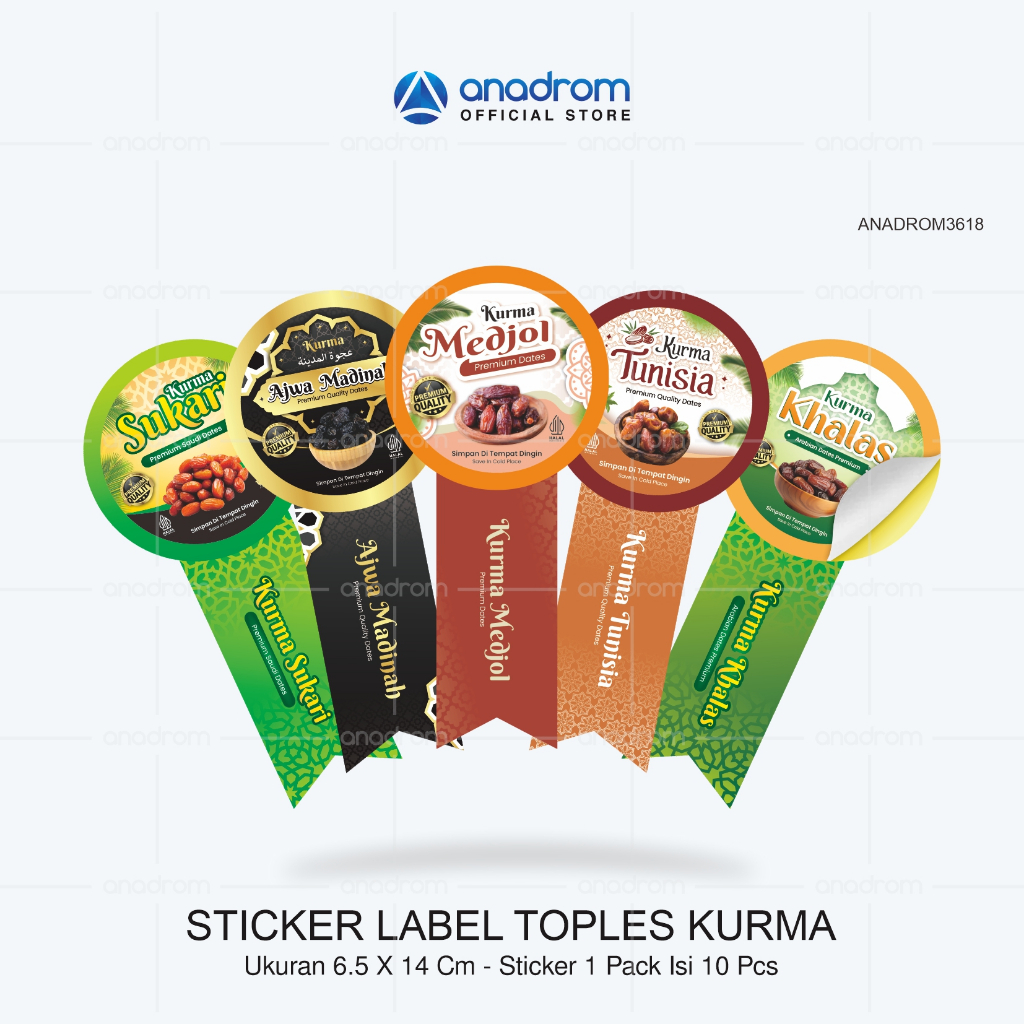 Jual [10 pcs] Stiker Label Toples Ribbon Kurma | Sticker Kurma Sukari ...