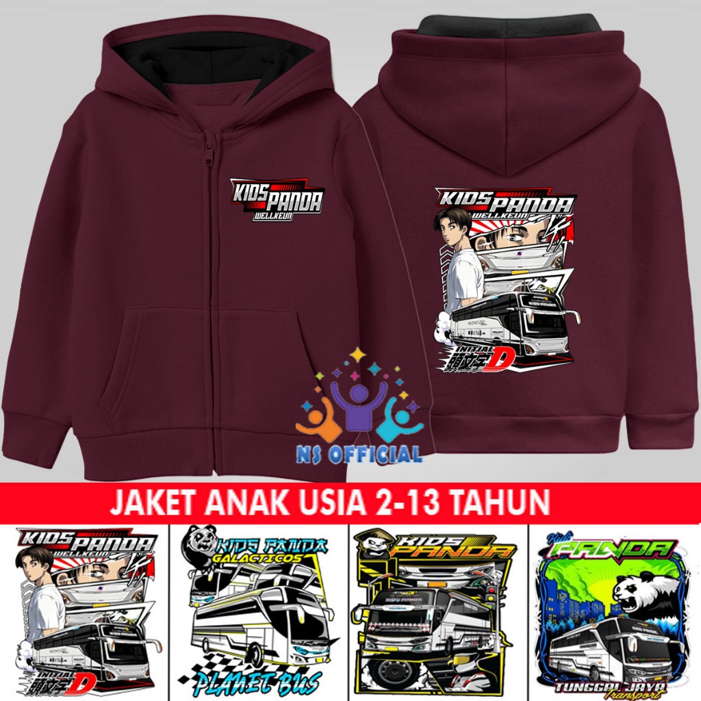 Jual Jaket Hoodie Bus Anak Laki Laki / Jaket Bus Kids Panda 2 3 4 5 6 7 8 9 10 11 12 13 Tahun ...