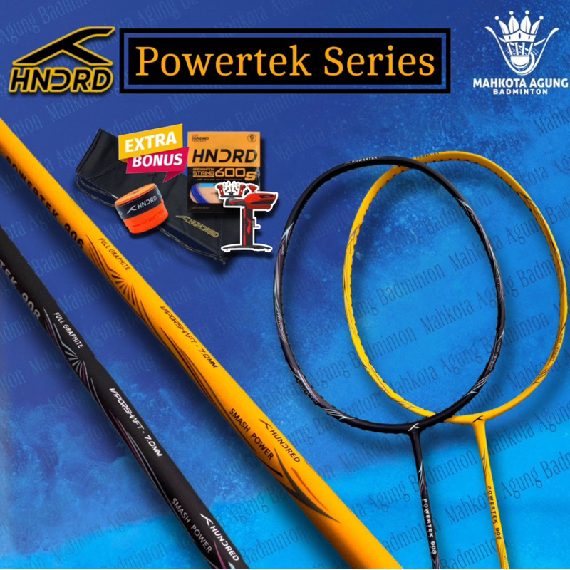 Jual Raket badminton hundred powertek series ORIGINAL lengkap bonus ...
