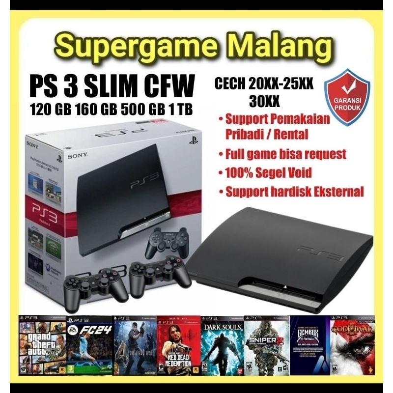 Jual PS3 Slim Seri 3000 PS 3 CFW Console Hdd Internal Hardisk Game ...
