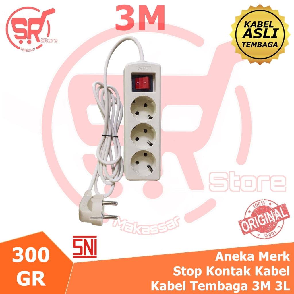 Jual Stop Kontak Kabel Terminal Kuningan Asli SNI 3 Meter 3L 4L 5L Colokan Kabel Listrik Kabel ...
