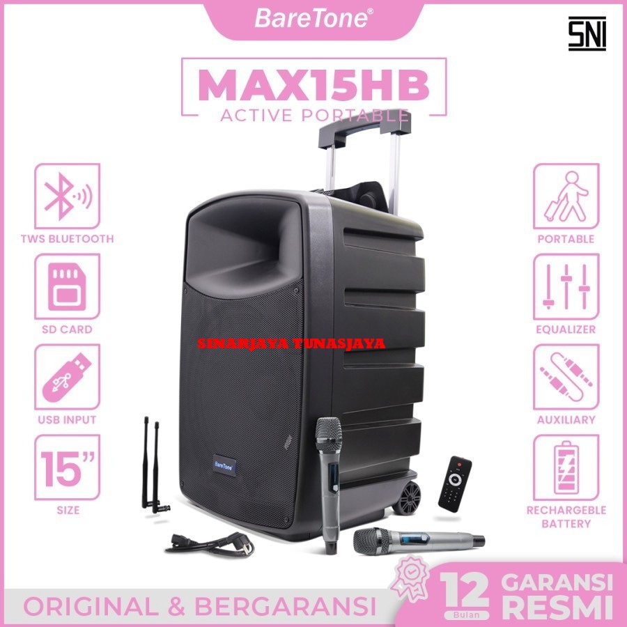 Jual SPEAKER PORTABLE BARETONE MAX15HB MAX 15HB 600WATT ORIGINAL | Shopee Indonesia