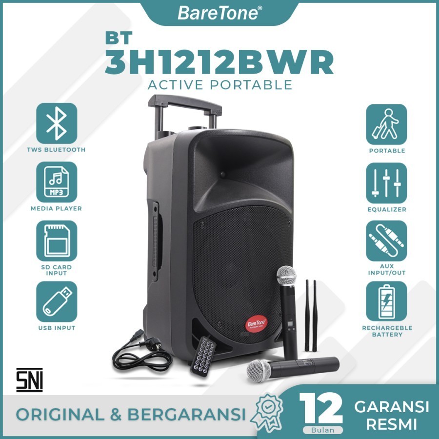 Jual BareTone Mini Portable Speaker BT-3H1212BWR 12'' Original Garansi ...