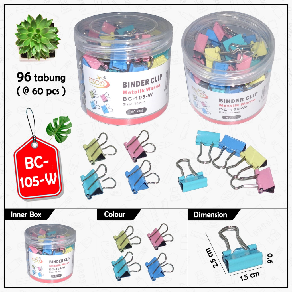 Jual Binder Clip Penjepit Kertas / Klip Penjepit Kertas Fancy Metalik ...