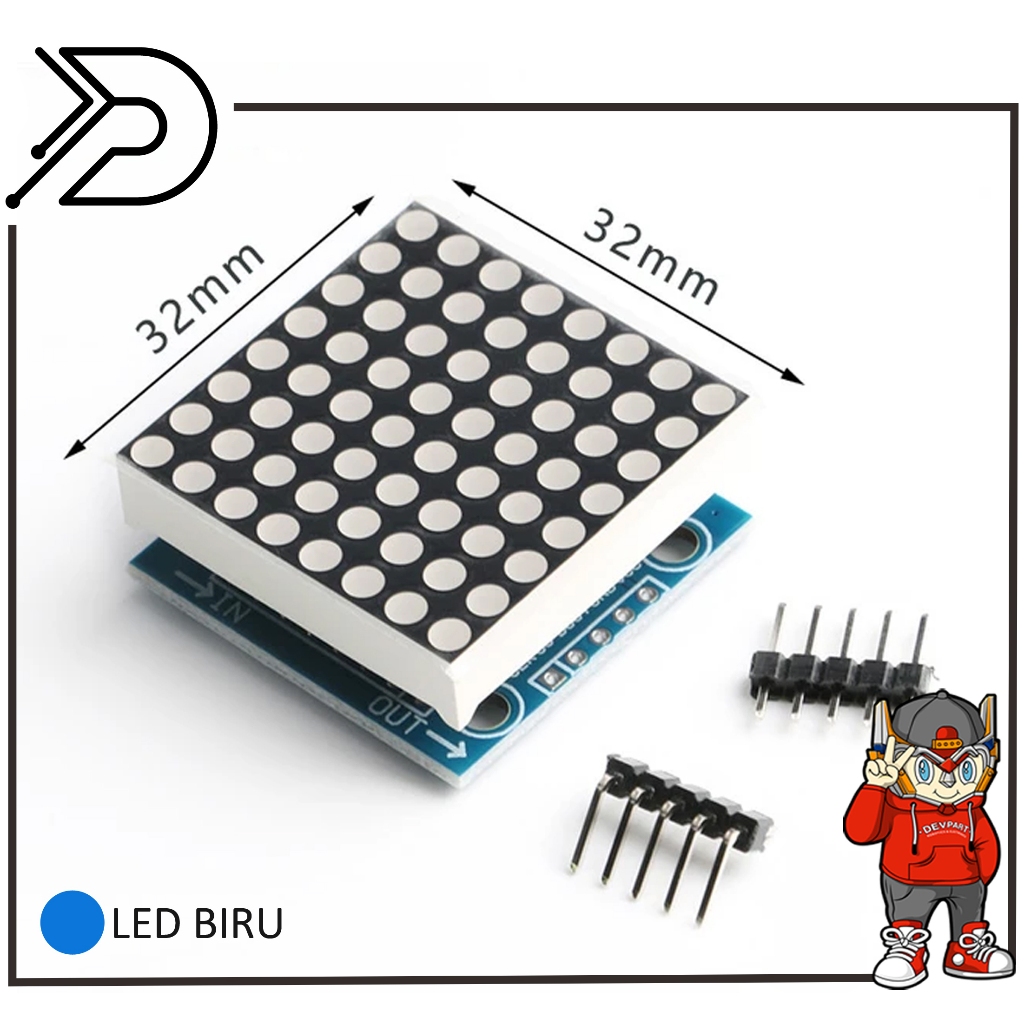 Jual LED DOT MATRIX DISPLAY MODULE MAX7219 MAX 7219 8x8 WARNA BIRU ...