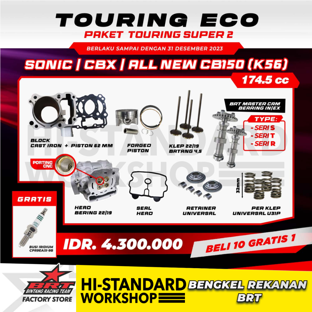 Jual PAKET BORE UP TOURING BRT 175CC SONIC 150R CBX CBR150 ALL NEW ...