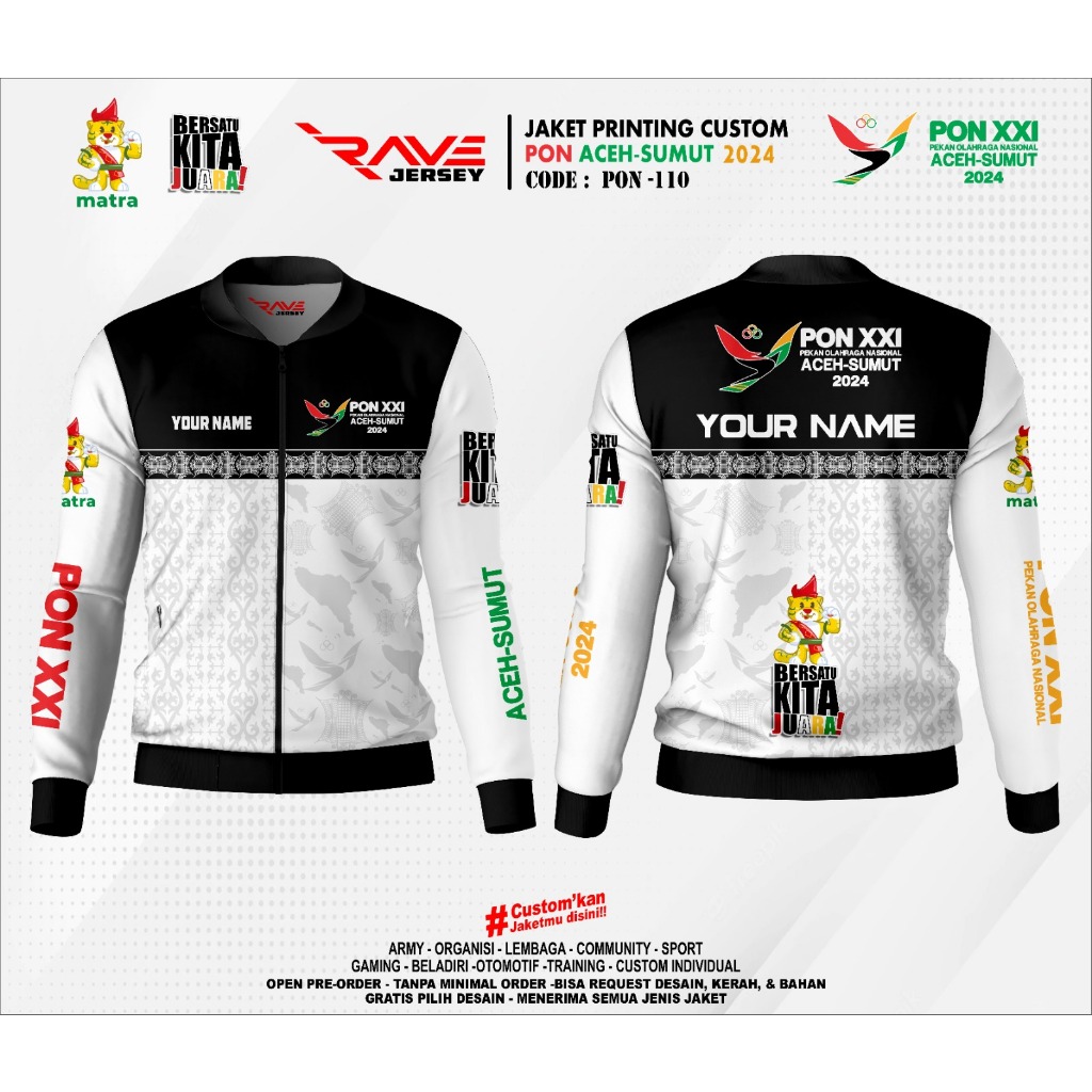 Jual JAKET PON NASIONAL XXI ACEH-SUMUT 2024 BAGIAN 2 FULL PRITNING ...