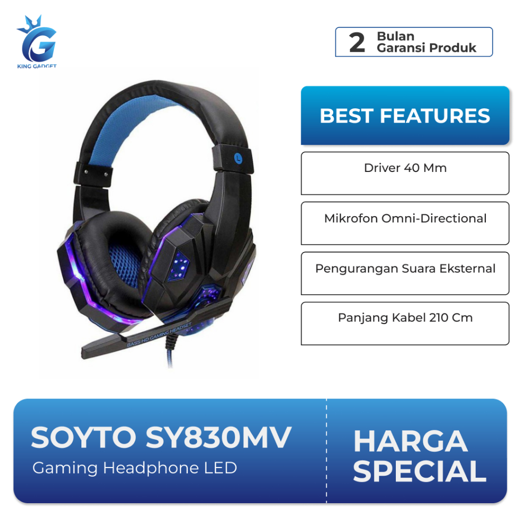 Jual Gaming Headphone SY830MV Headset Super Bass LED with Mic | Shopee ...
