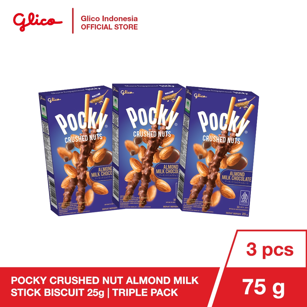 Jual Glico Pocky Crushed Nuts Almond Milk Chocolate Triple Pack | Shopee Indonesia