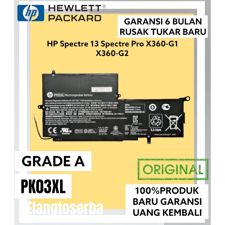 Jual Baterai HP Spectre 13 Spectre Pro X360-G1 X360-G2 PK03XL Original ...