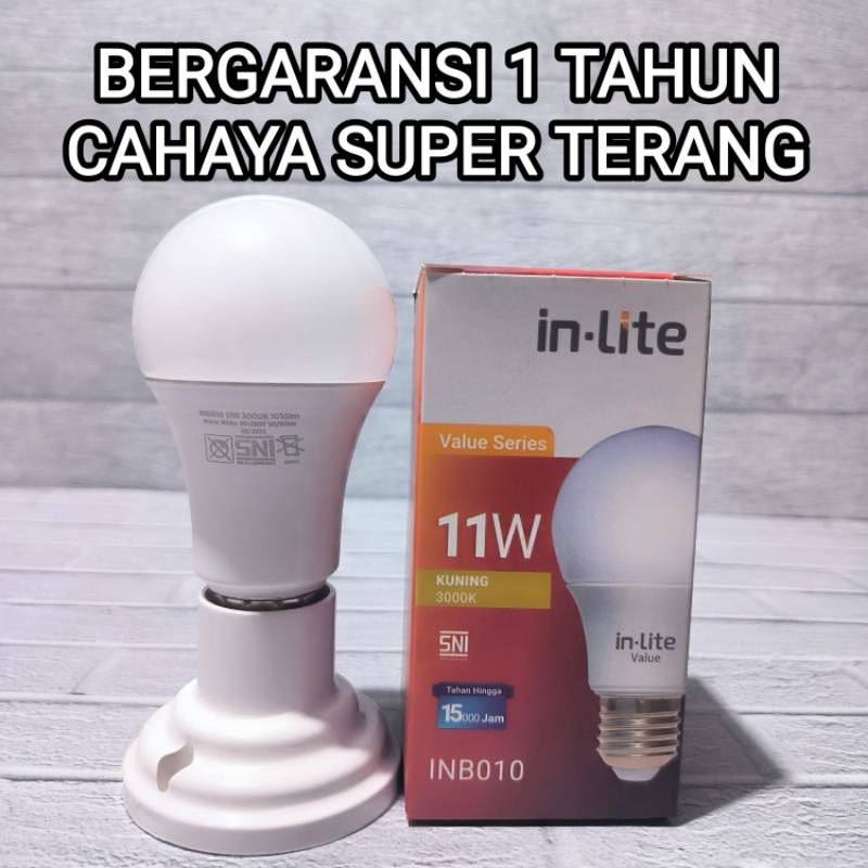 Jual IN-LITE LAMPU LED BULB VALUE 11W 11 WATT INB010 CAHAYA KUNING WARM WHITE 3000K SNI IN LITE ...