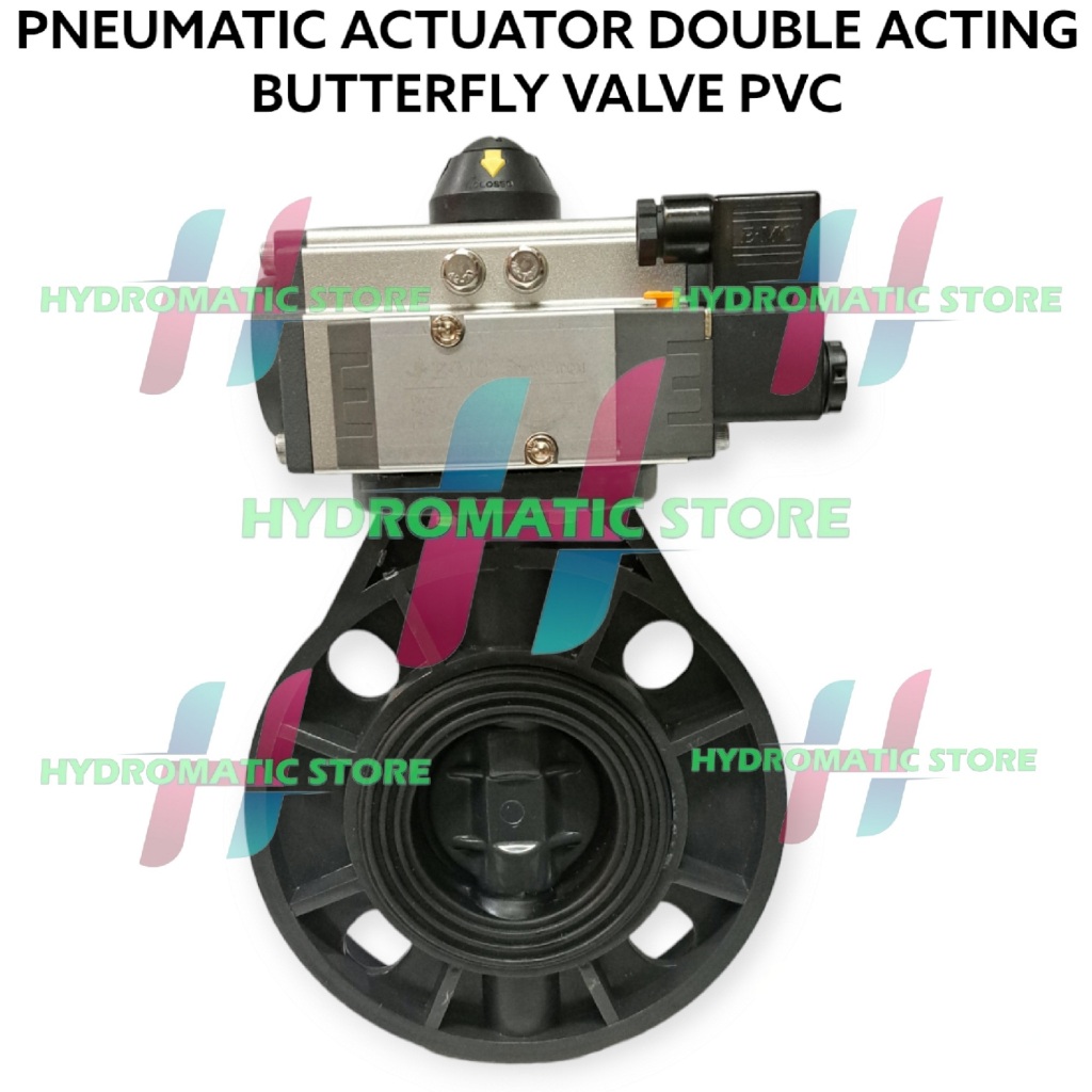 Jual PNEUMATIC ACTUATOR BUTTERFLY VALVE PVC 6"INCH INCLUDE SOLENOID ...
