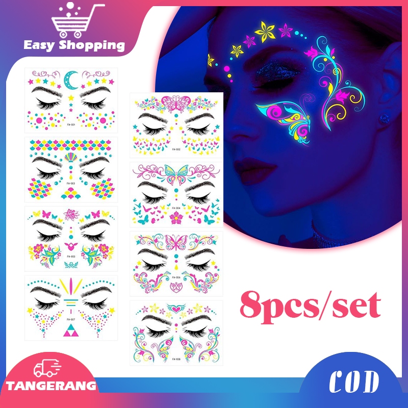 Jual 8pcs Face Sticker Glow In The Dark Sticker Wajah Glow In The Dark ...