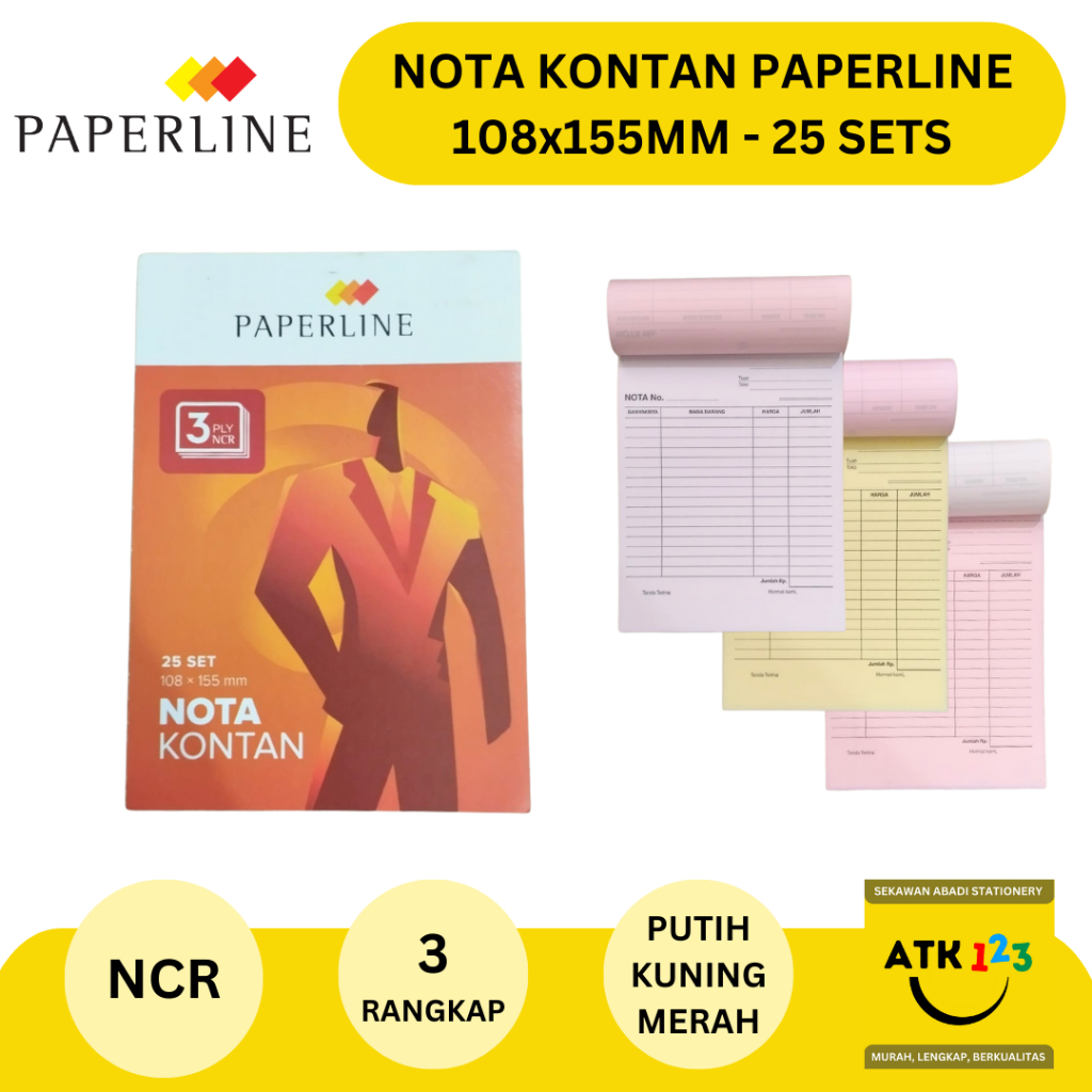 Jual PAPERLINE Nota Kecil 3 Ply NCR Merk Paperline / Rankap 3 / Putih ...