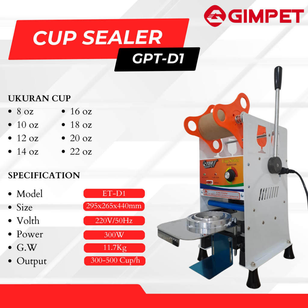 Jual ETON gimpet Mesin Cup Sealer Semua Ukuran Cup 10 - 22Oz Mesin ...