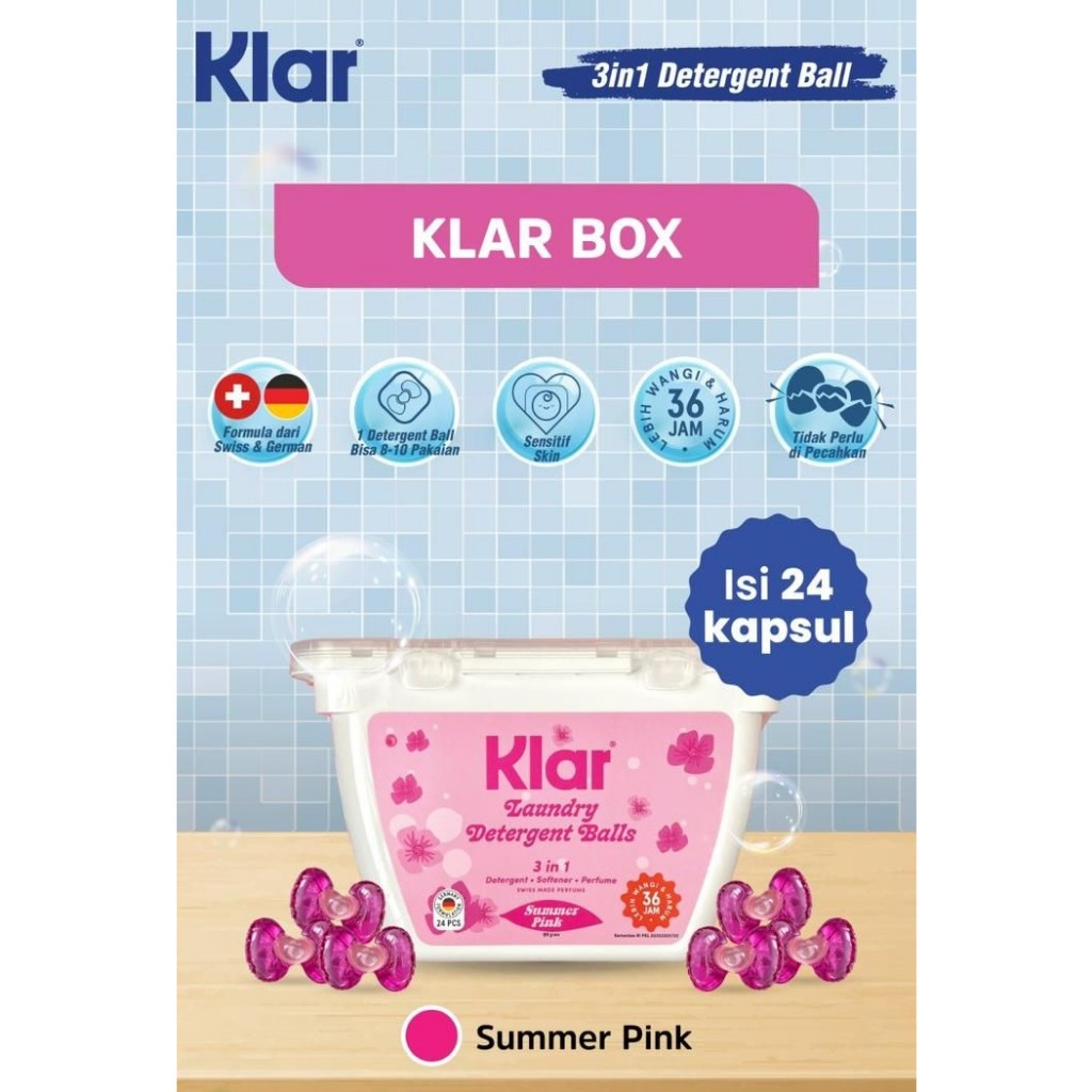 Jual Klar Laundry Detergent Ball 3 in 1 ( Pembersihan, Pewangi Dan ...