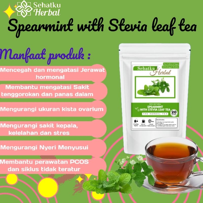 Jual Spearmint tea with Stevia leaf tea : Teh Daun Mint dan teh Daun Stevia isi 30 tea bag ...