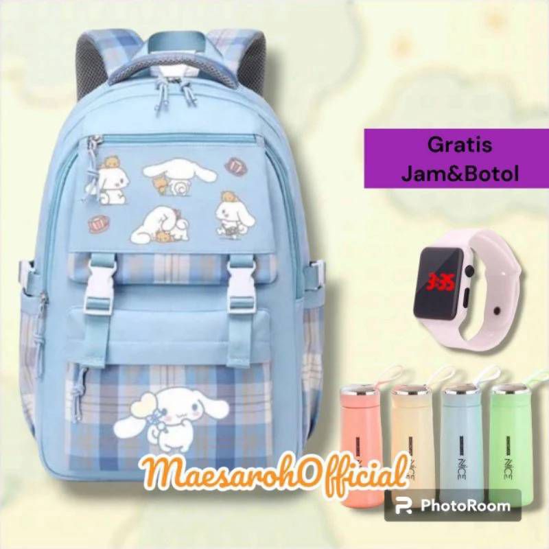 Jual BANYAK BONUSNYA Tas Ransel Korea Kuromi Sanrio Cinnamorol 5in1 Tas Ransel Sekolah Anak ...