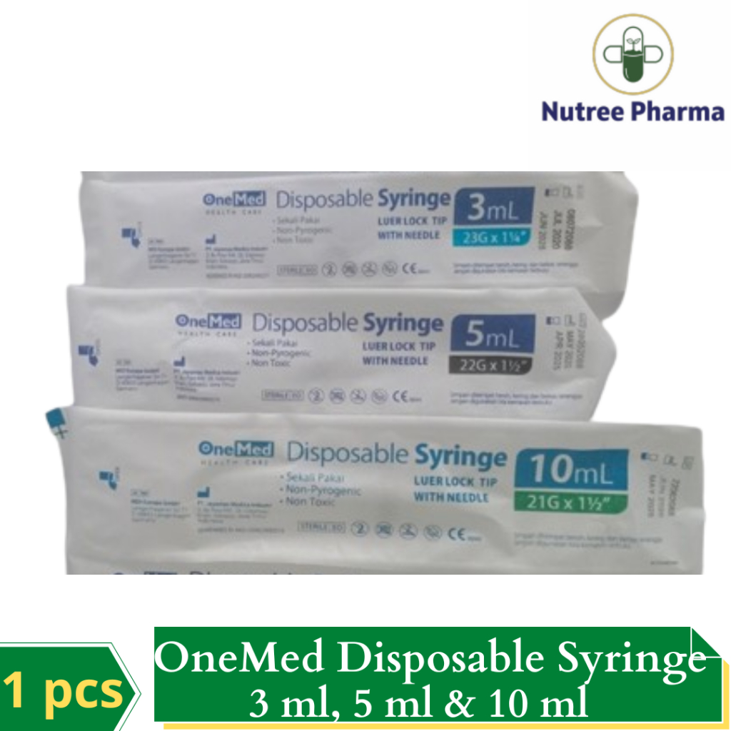 Jual Spuit Onemed Syringe Disposible Alat Suntikan 3 mL 5 ml & 10 ml ...