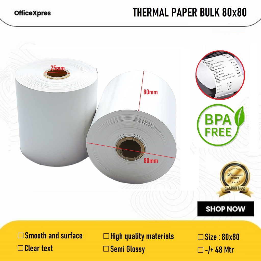 Jual Thermal Paper 80x80 Bulk / Kertas Thermal Roll 80 x 80 / Kertas ...