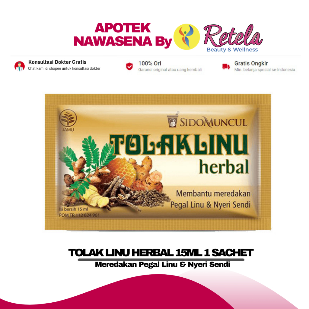 Jual TOLAK LINU HERBAL 15ML 1 SACHET ( Meredakan Pegal Linu & Nyeri ...