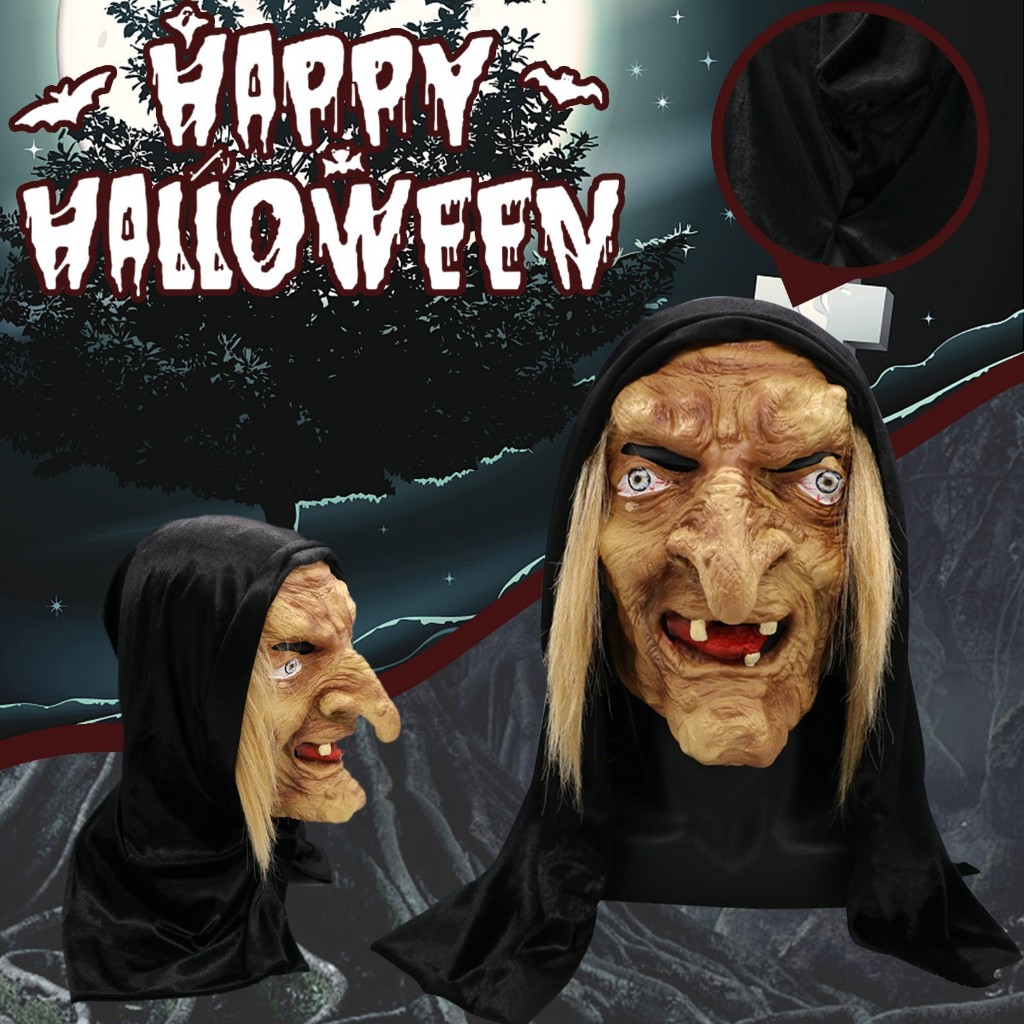 Jual Topeng Wajah Latexs Cosplay Nenek Sihir Seram Halloween Mask ...