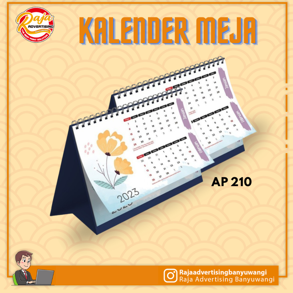 Jual Kalender Duduk Custom Kertas AP 210, lembar A5 klep spiral Minimal ...