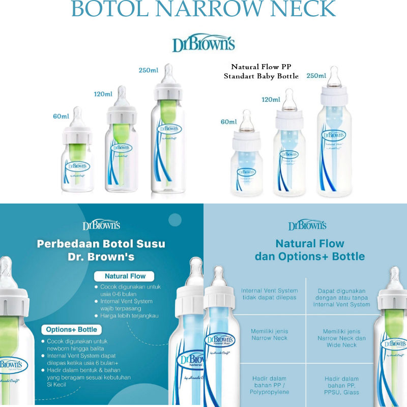 Jual DR BROWN'S BABY BOTTLE NATURAL FLOW SELANG BIRU/ NARROW OPTIONS+ ...