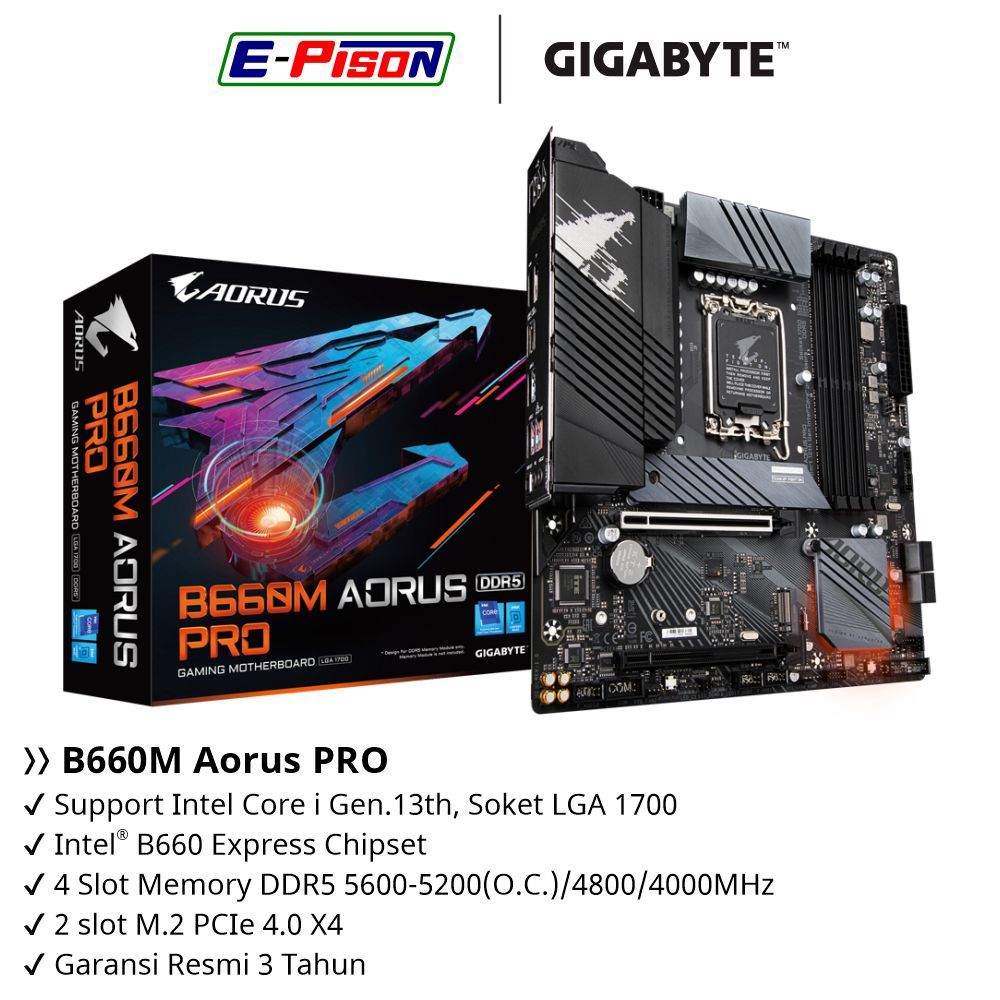 Jual Motherboard Intel B660 GIGABYTE B660M AORUS PRO DDR5 LGA 1700 ...