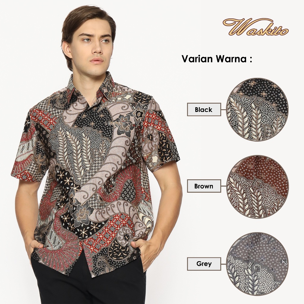 Jual Waskito Kemeja Batik Katun Pria HB 44588 - Brown (coklat) | Shopee ...