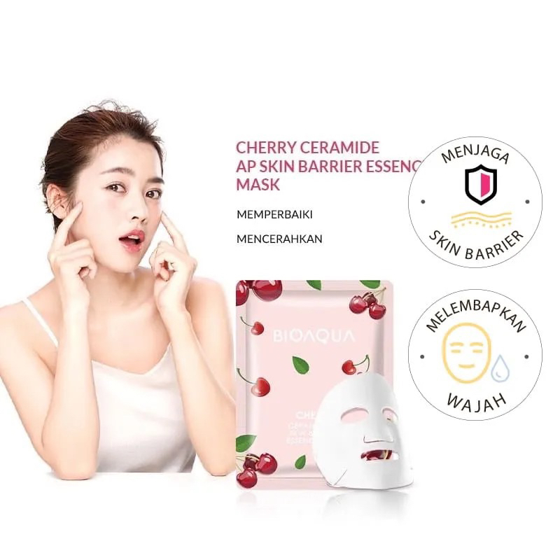 Jual BIOAQUA Cherry Ceramide AP Skin barrier Essence mask 25g | Shopee Indonesia