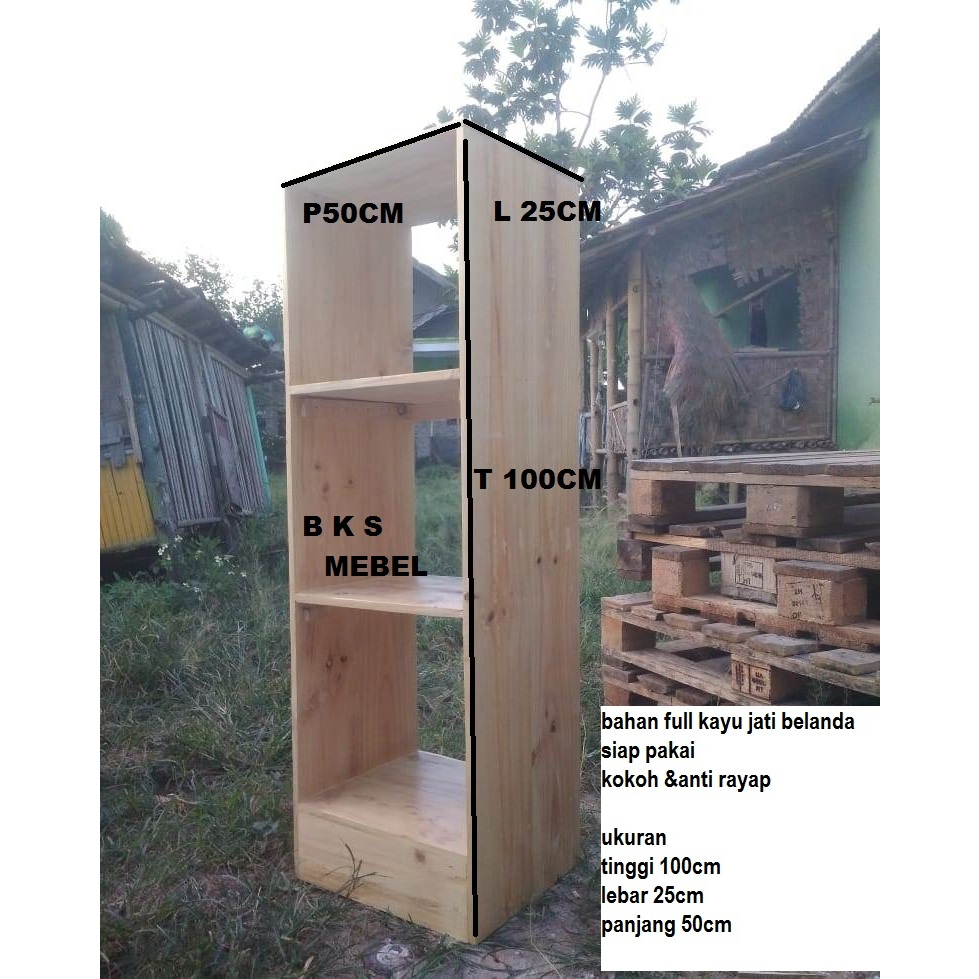Jual Rak buku rak serbaguna SIAP PAKAI bahan full kayu jati belanda ...