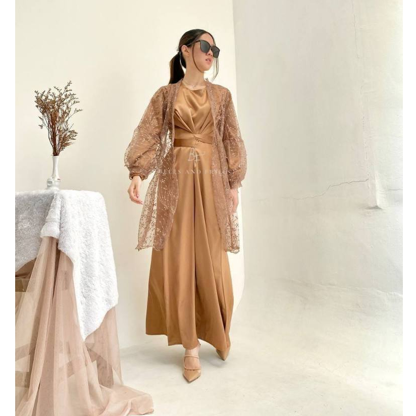 Jual LYODRA Dress Set Dress + Outer Brukat/ Dress Maxi Tile Brukat ...