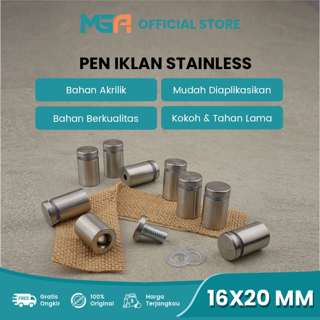 Jual PEN IKLAN STAINLESS 16 x 20 MM / BAUT AKRILIK / KACA / SIGN BOARD ...