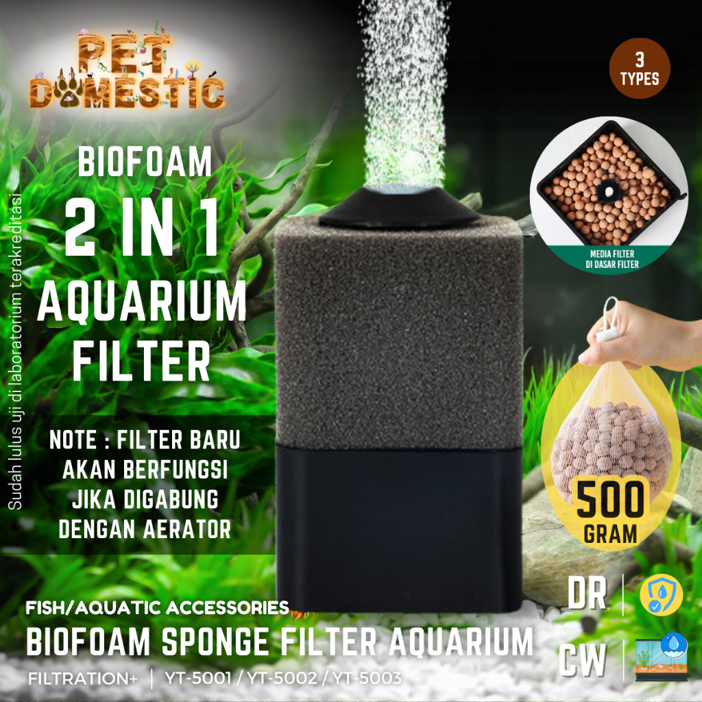 Jual 2IN1 BIO FOAM MEDIA FILTER AQUARIUM SPONGE BIOFOAM BUSA S M L MINI ...