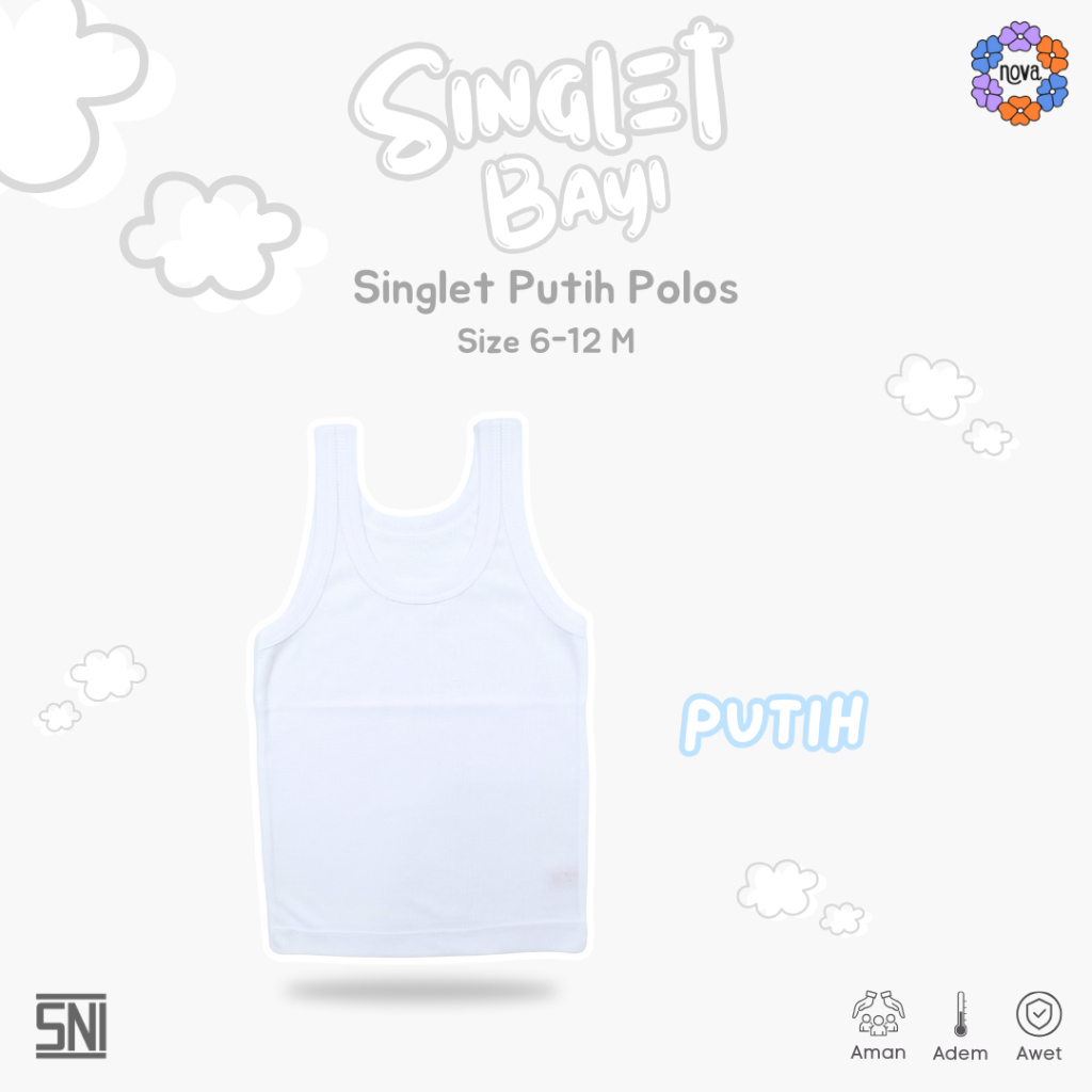 Jual NOVA Singlet Bayi - Singlet Polos Putih 6-12 bulan (1 pcs ...