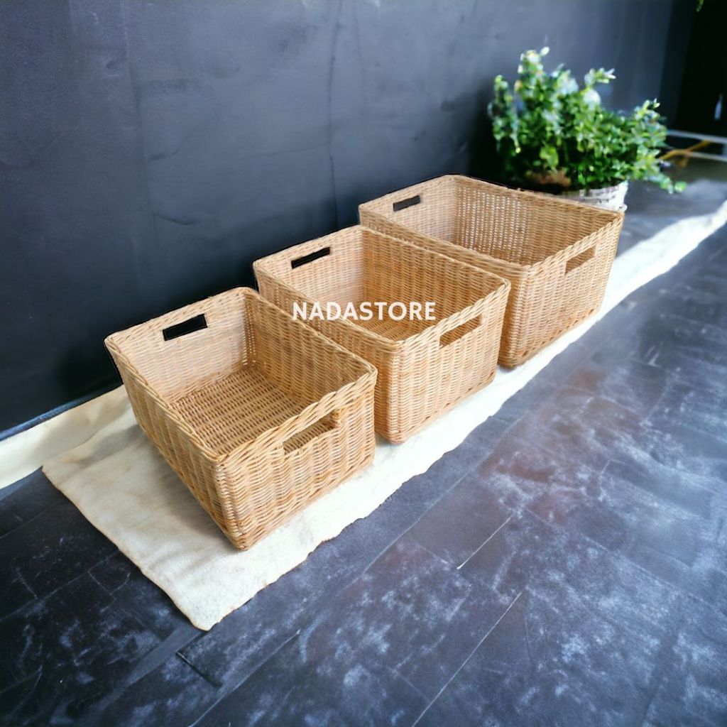 Jual Keranjang Penyimpanan Rotan / Recta Rotan / Box Penyimpanan Rotan ...