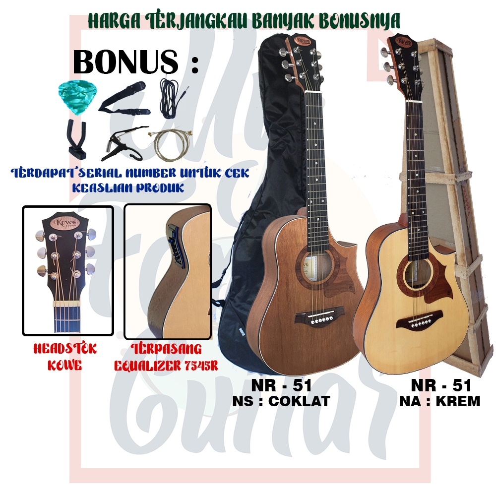 Jual Gitar Akustik KOWE GITAR Ukuran 3/4 Seri NR 51 NS Original Packing ...