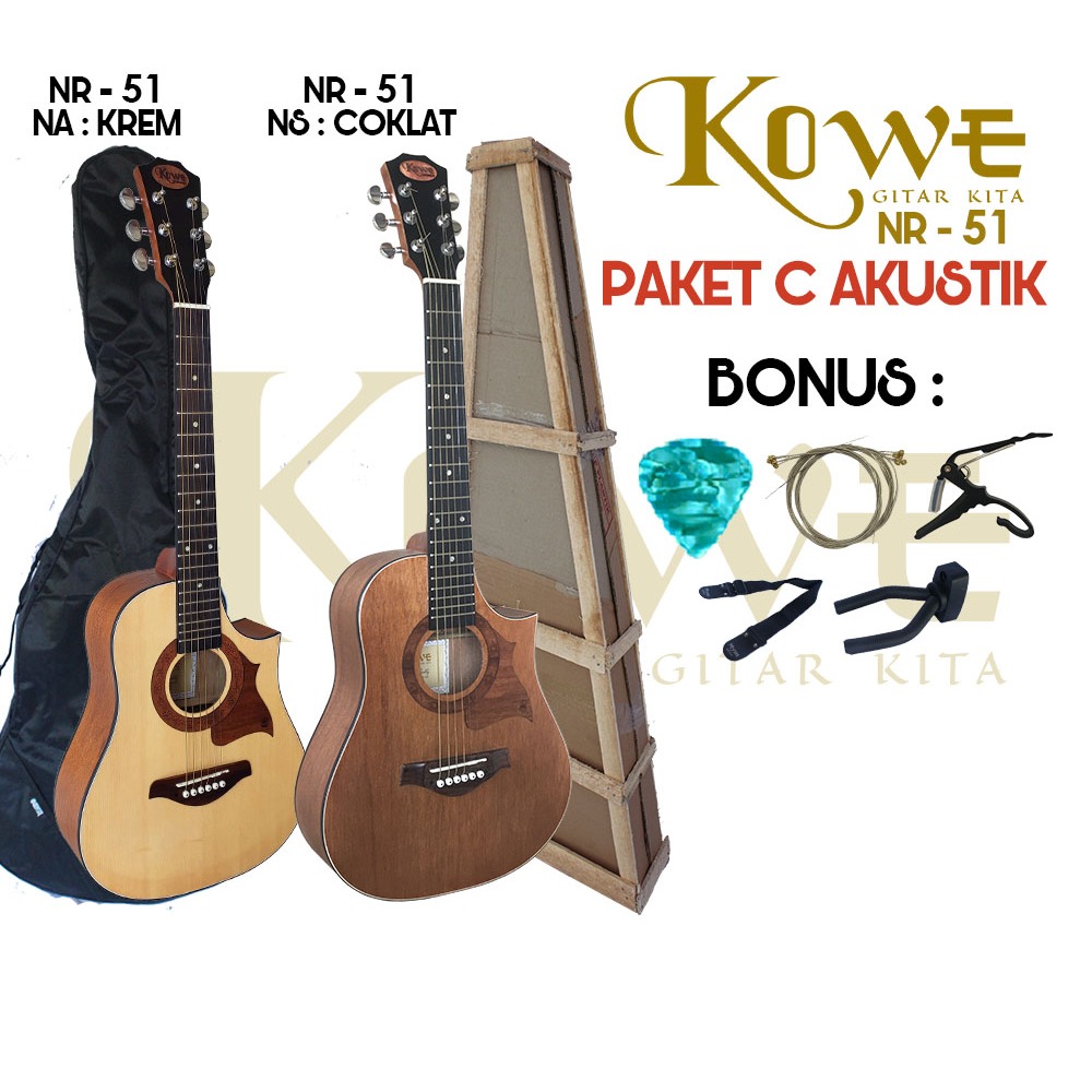 Jual Gitar Akustik KOWE GITAR Ukuran 3/4 Seri NR 51 NS Original Packing ...