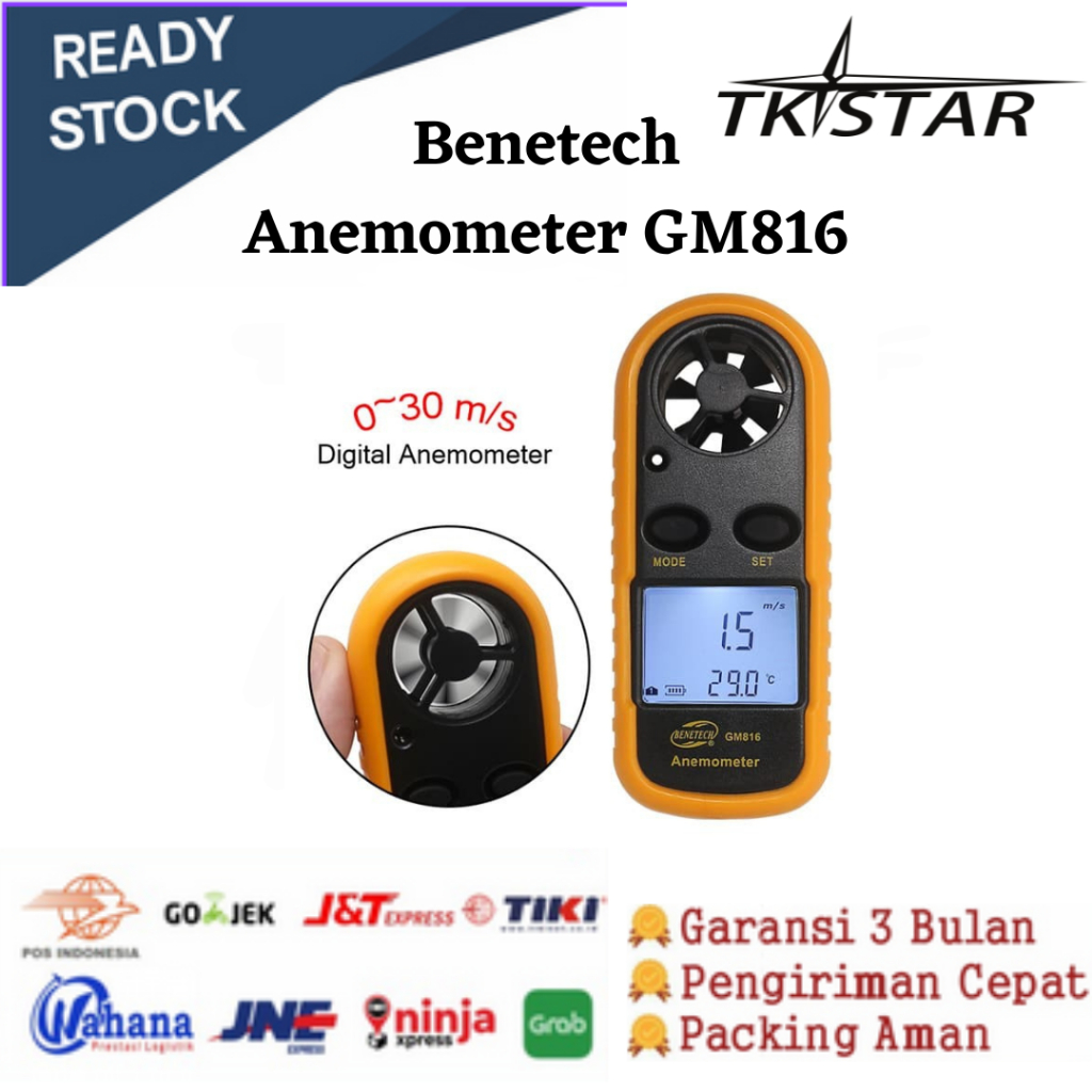 Jual GM816 BENETECH Anemometer Pengukur Kecepatan Angin Mini Dengan Sensor | Shopee Indonesia
