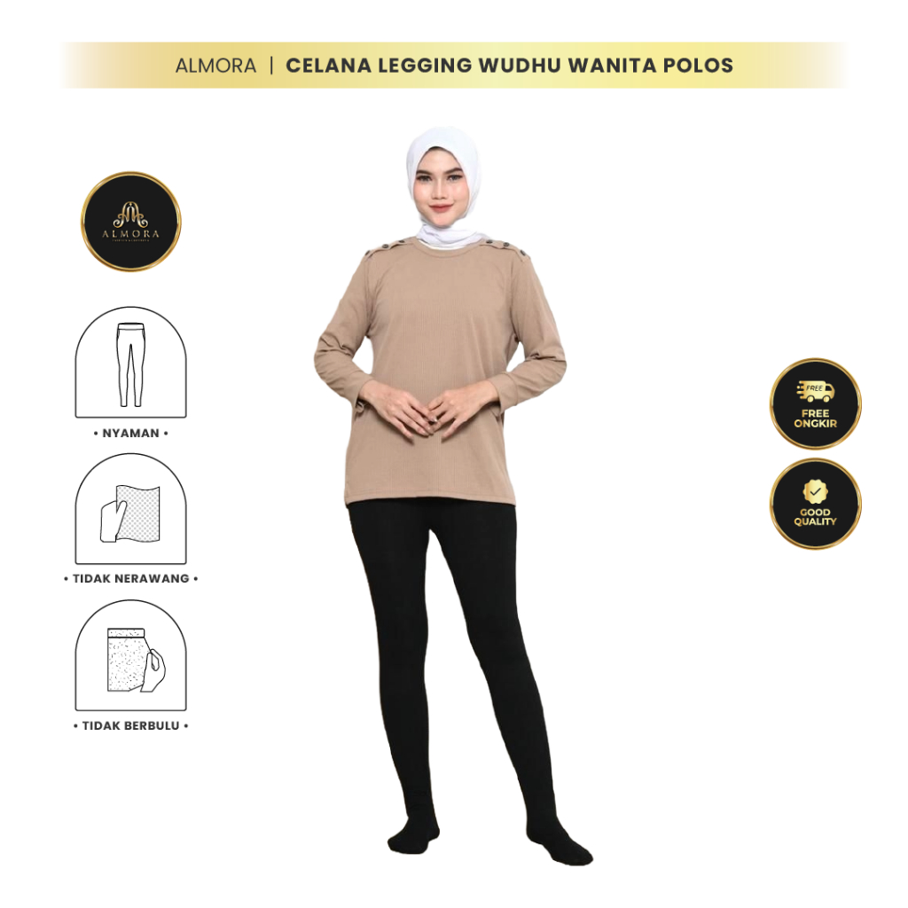 Jual Almora | Legging Wudhu Pakaian Muslimah Wanita Motif Polos Bahan ...